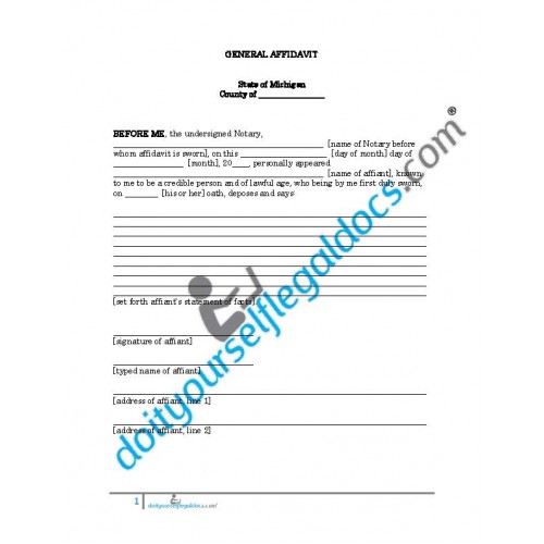 General Affidavit - Michigan - Business Document Form - Download Online