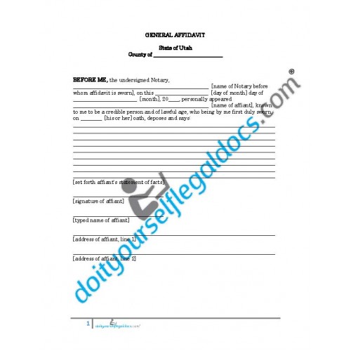 General Affidavit - Utah - Business Document Form - Download Online